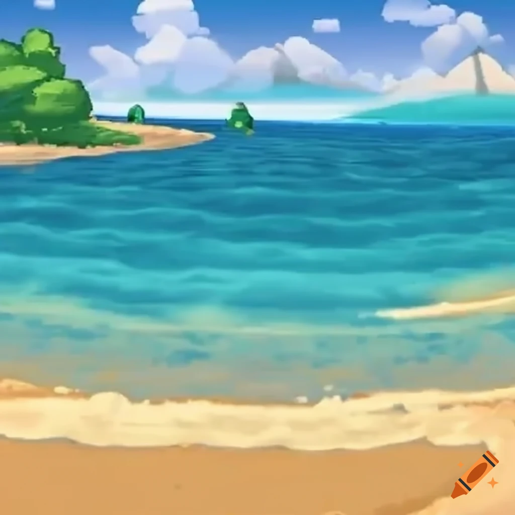 Pokemon battle beach detailed background on Craiyon