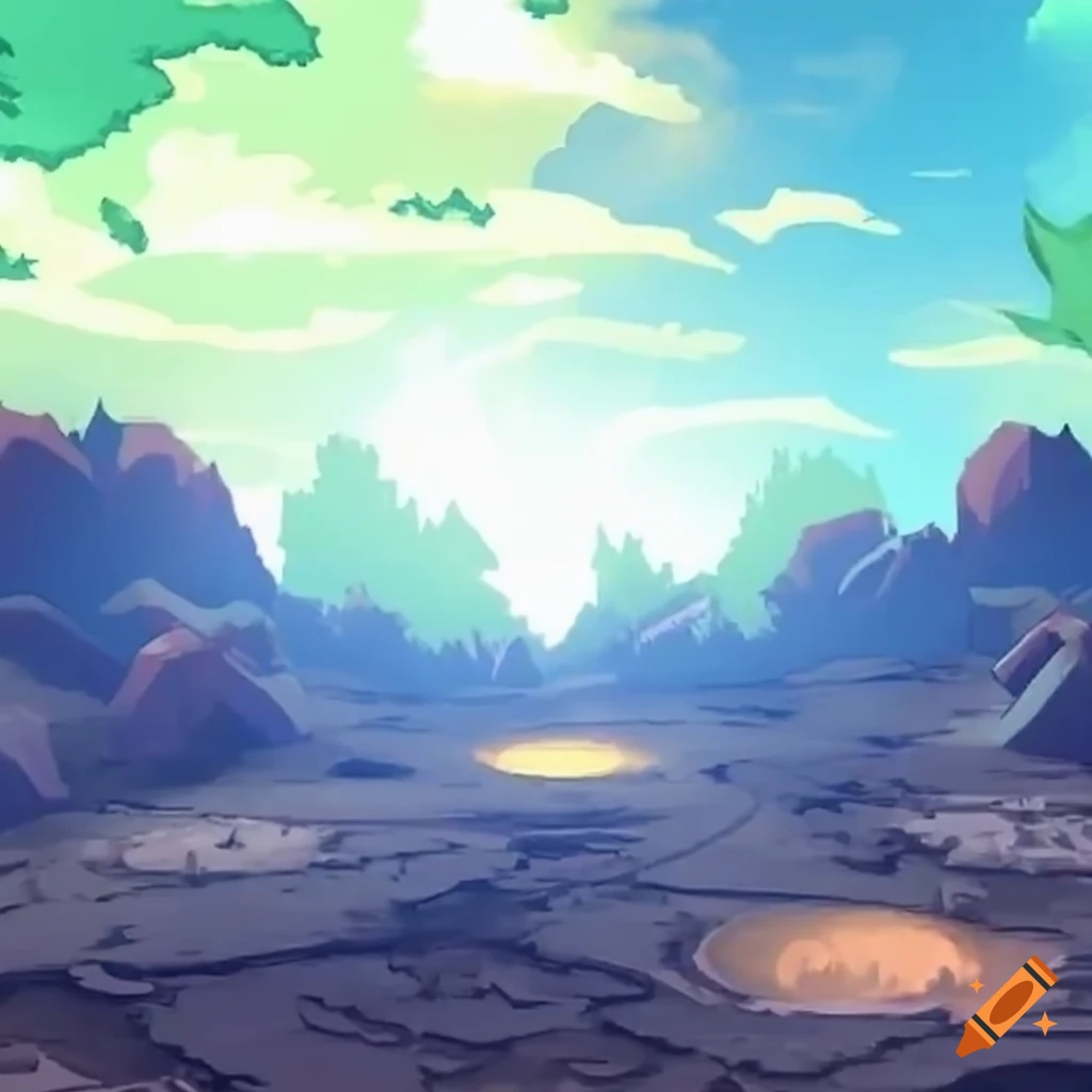 Pokemon battle wasteland detailed background on Craiyon