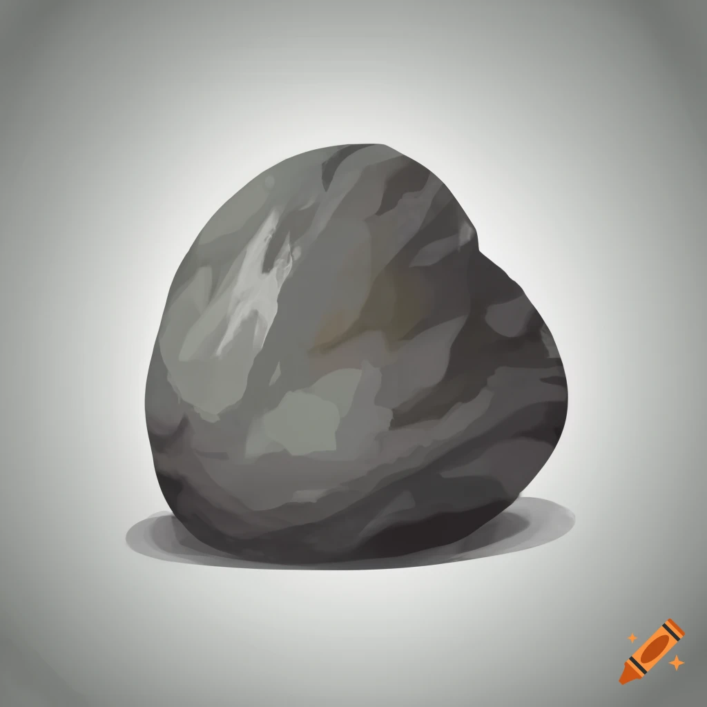 A large gray stone on a white background