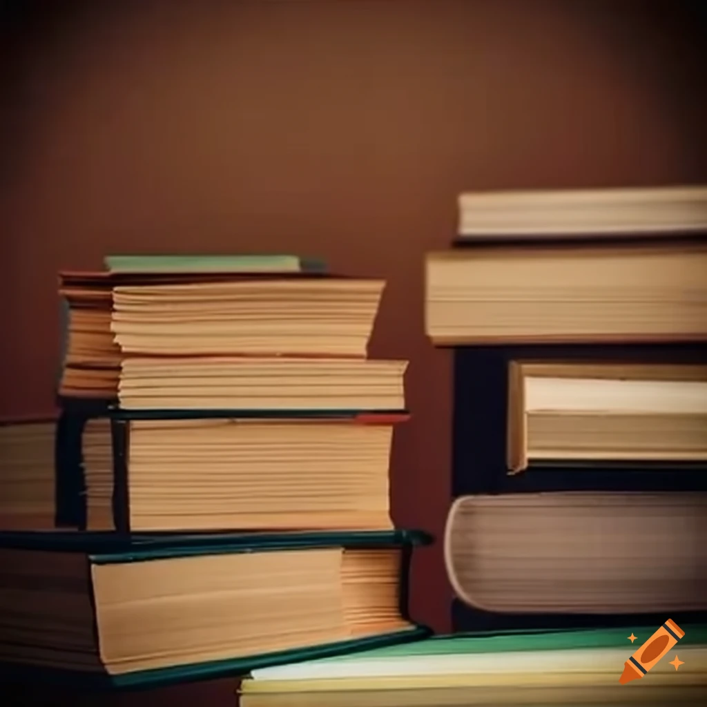 A stack of books with a potted plant on Craiyon