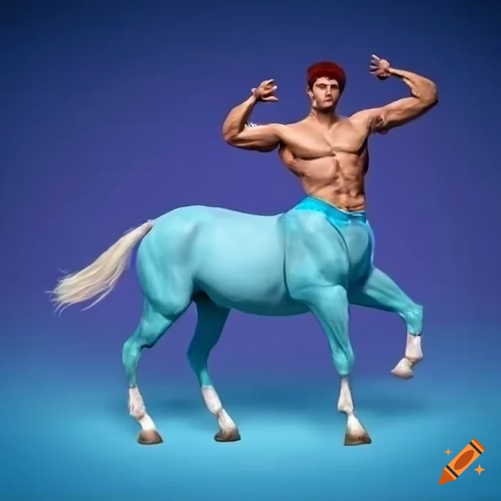 Handsome young male latino centaur in light-blue horse body, with ...