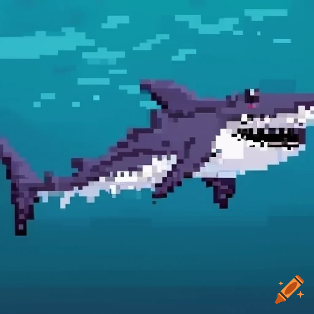 Shark pixel art on Craiyon