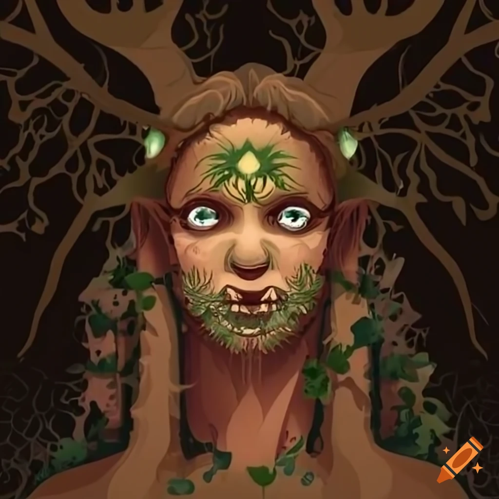 A dryad performing ancient ritual in an oak forest on Craiyon