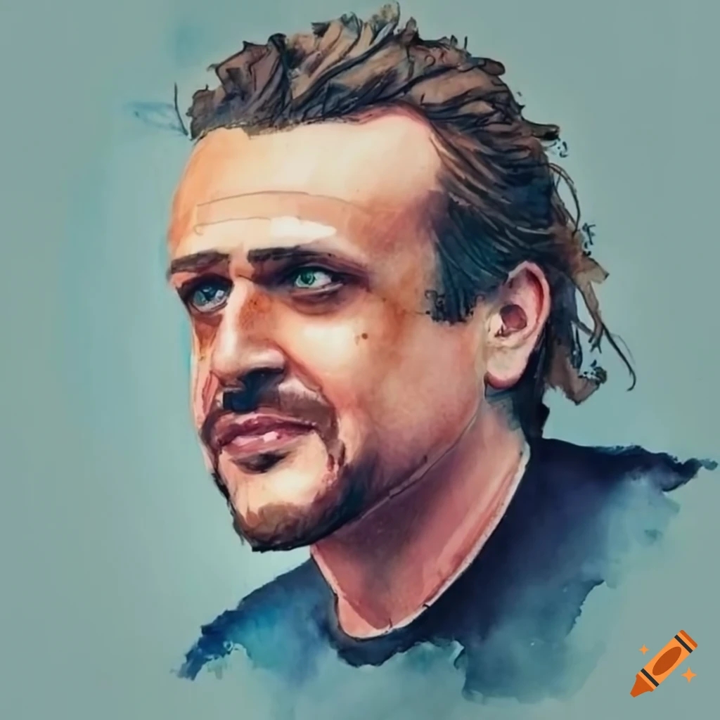 Portrait of Jason Segel using watercolor technique on Craiyon