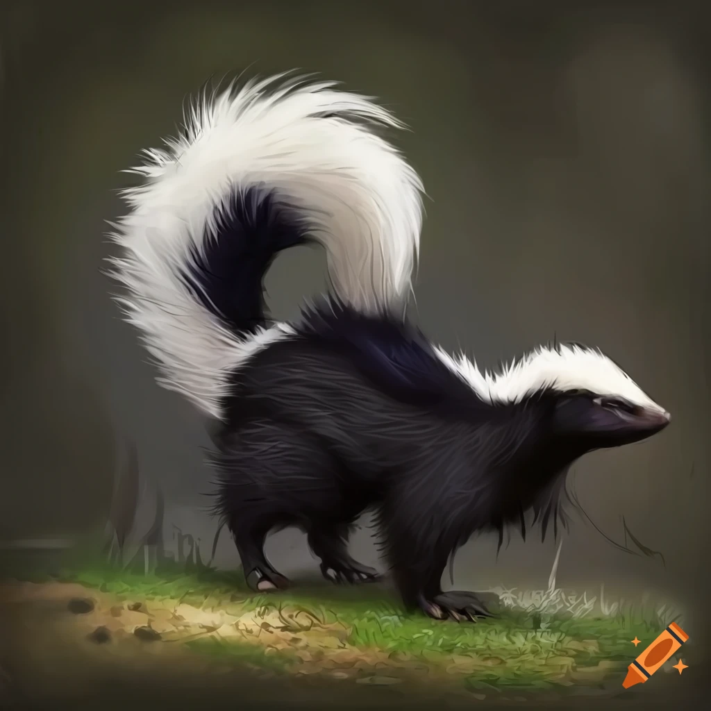 Majestic Fantasy skunk Fantasy art, side view on Craiyon