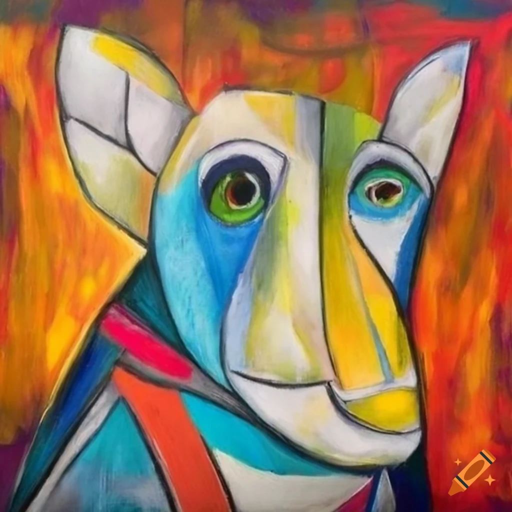 Cubist surrealist animal oil painting on Craiyon