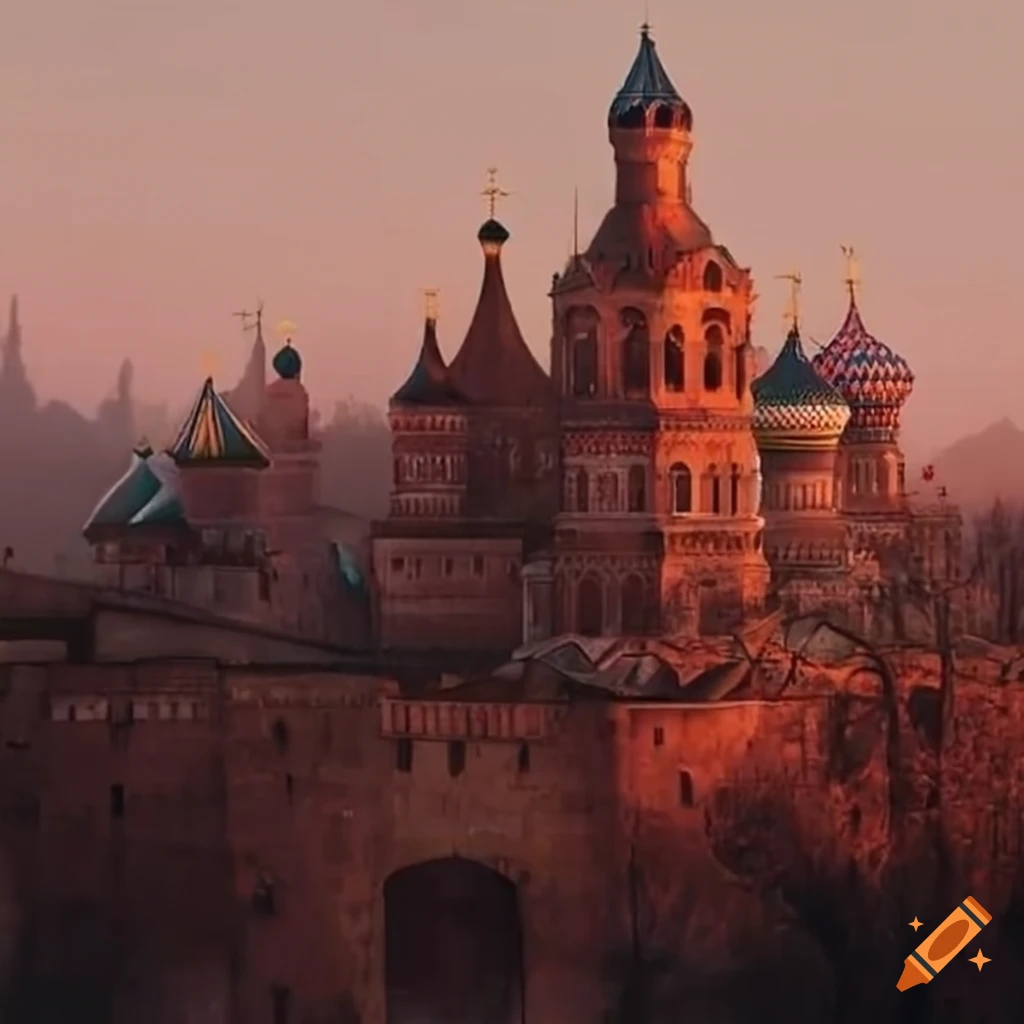 An ancient cityscape of medieval russia