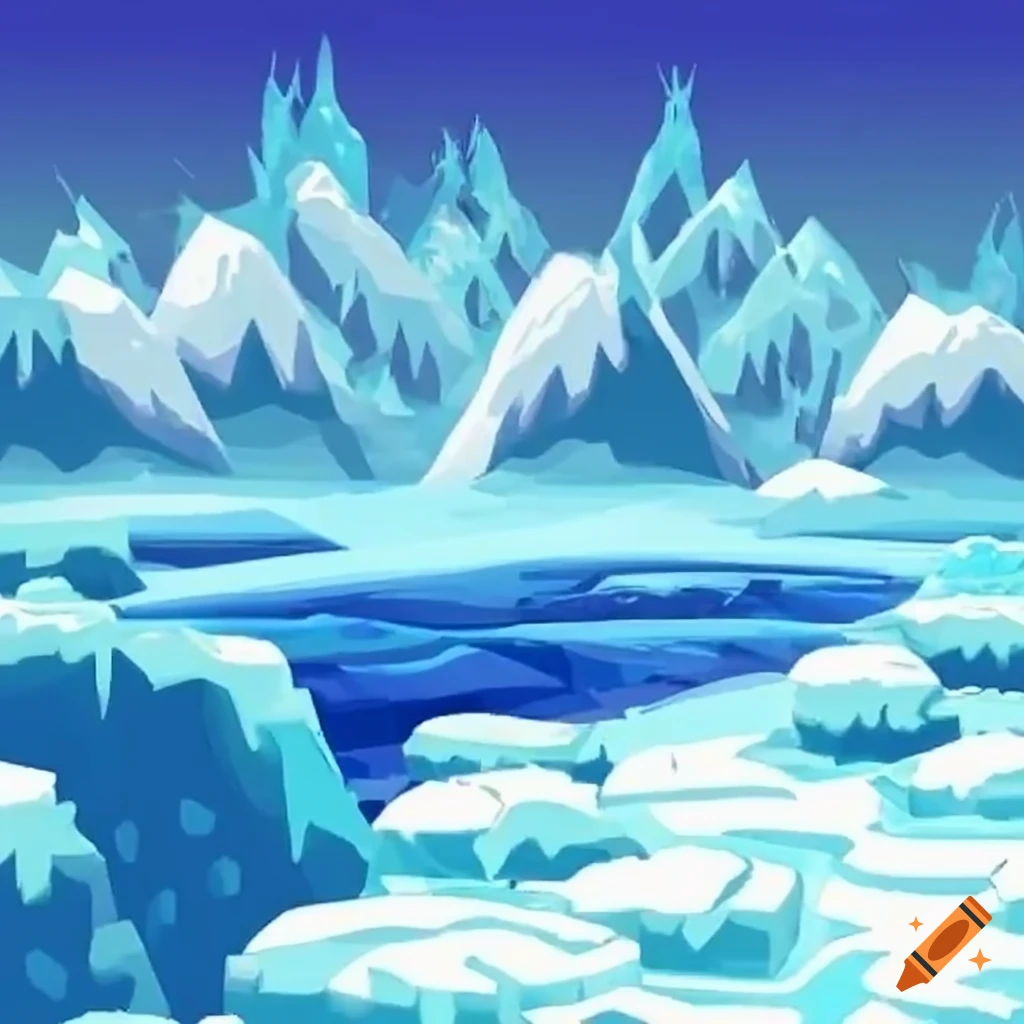 Pokemon battle ice cavern detailed background