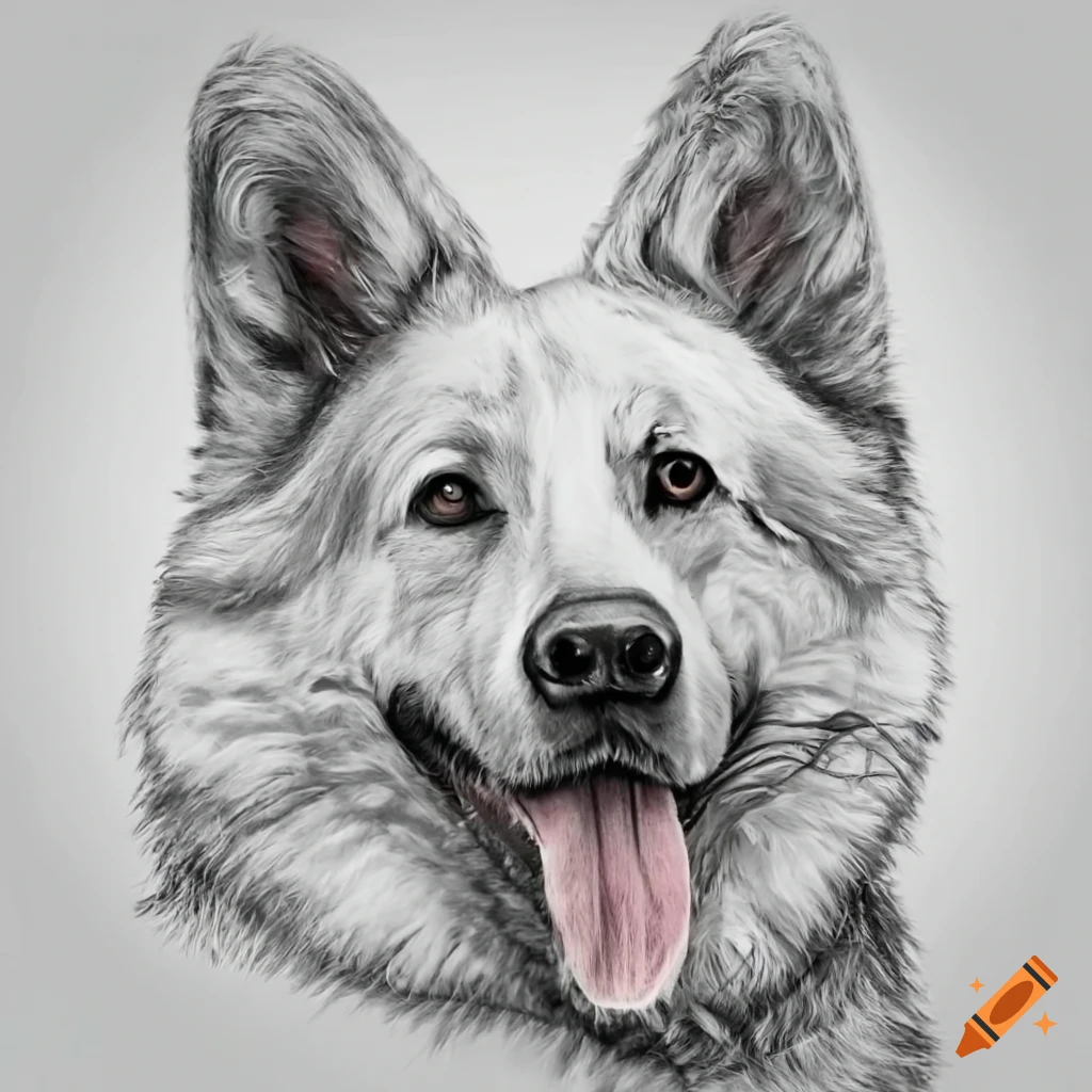 Realistic Dog Sitting Drawing