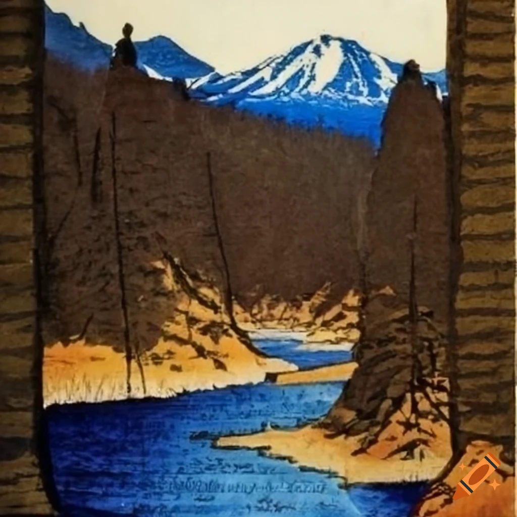 Edo-era Japanese art of Olympic National Park on Craiyon