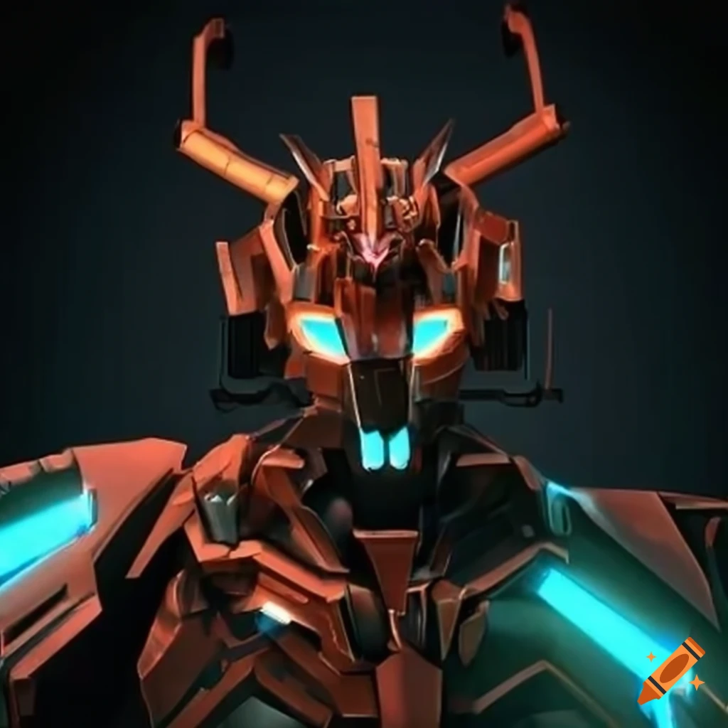 Slim transformer-like mecha with a glowing mouth