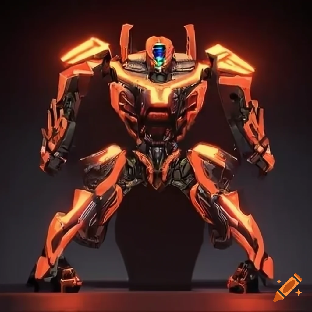 Slim transformer-like mecha with a glowing mouth