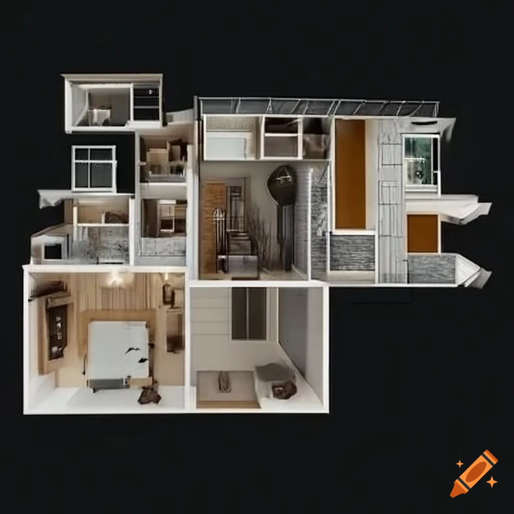 Floor plan for a one-person house with pet-friendly spaces on Craiyon