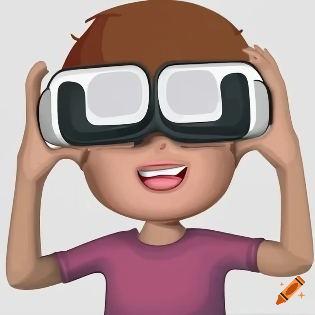 Cartoon kid with a white vr headset on on Craiyon