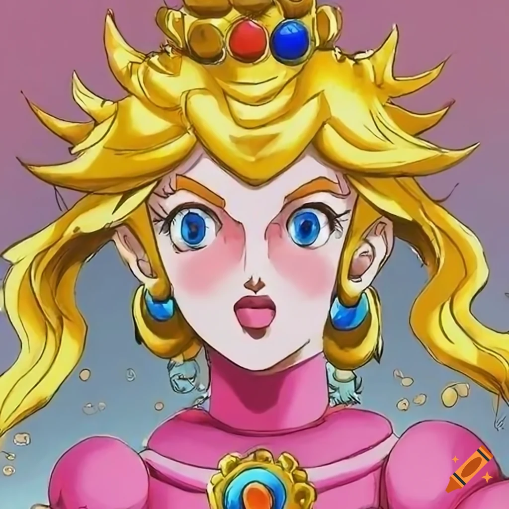 Princess peach drawn by hirohiko araki in the style of jojo's bizarre ...