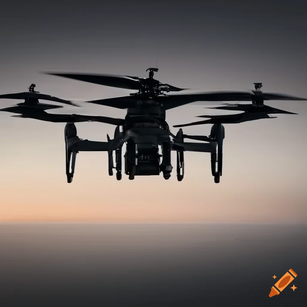 Tiltrotor, twin rotor, helicopter, future, black and white