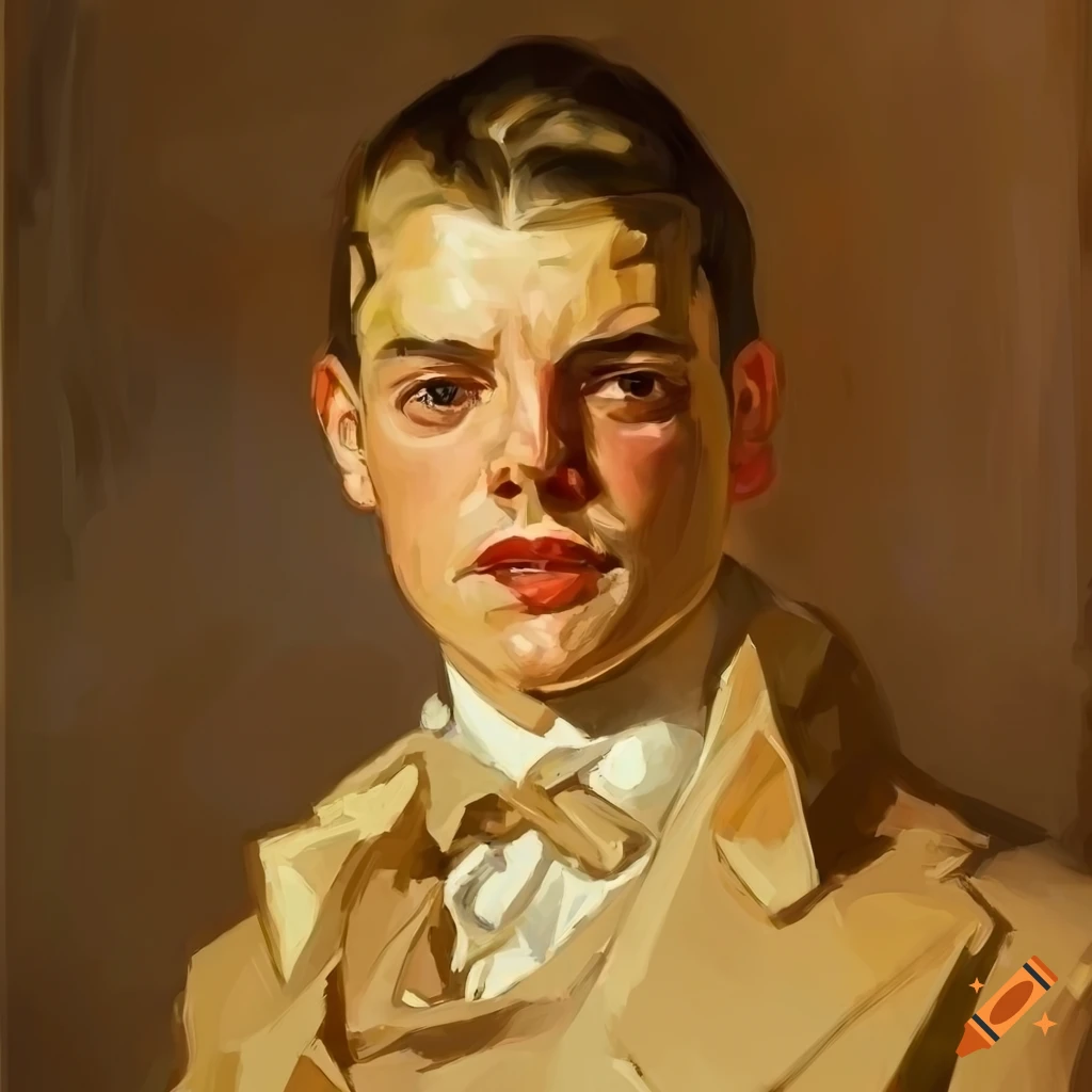 Portrait of a handsome young man with a soft face in the style of j. c. leyendecker
