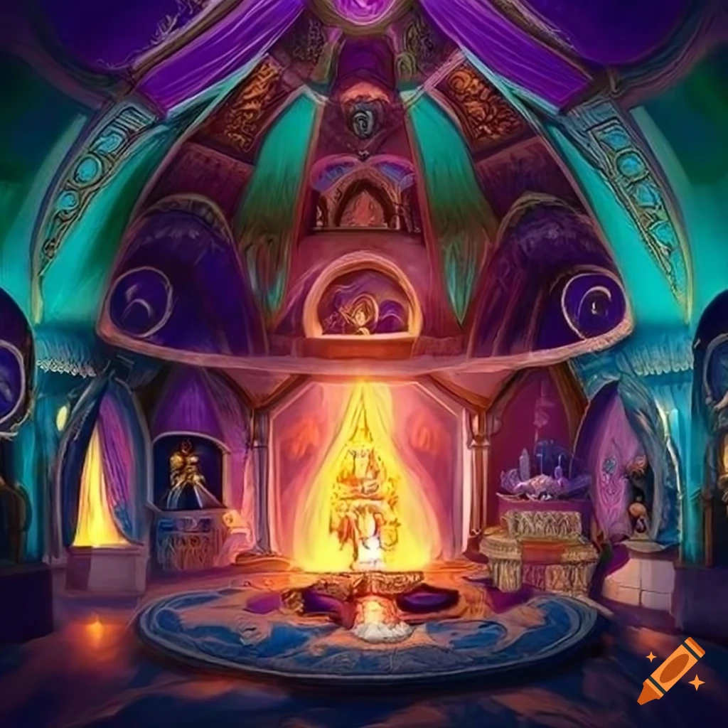 Fantasy wizard room skydome on Craiyon