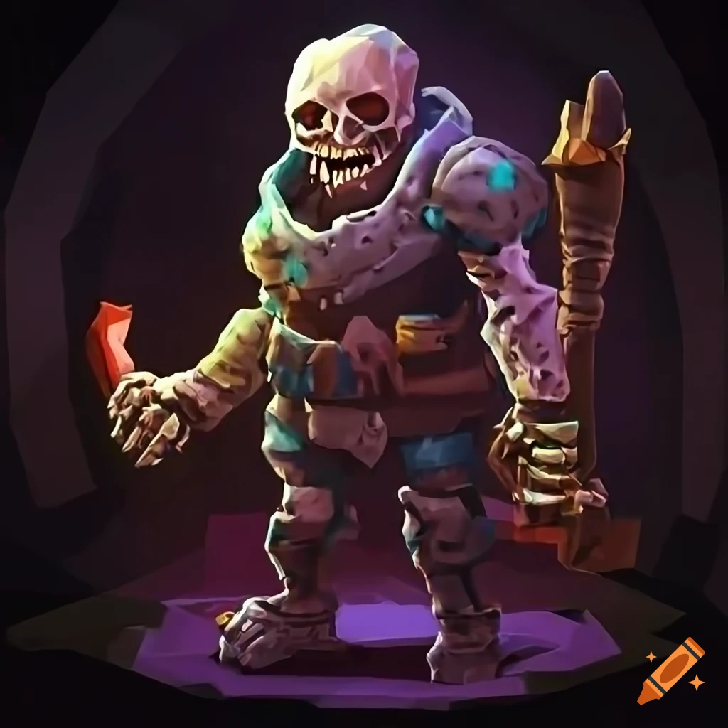 Thick-jawed skeleton wizard in deep rock galactic art style character ...