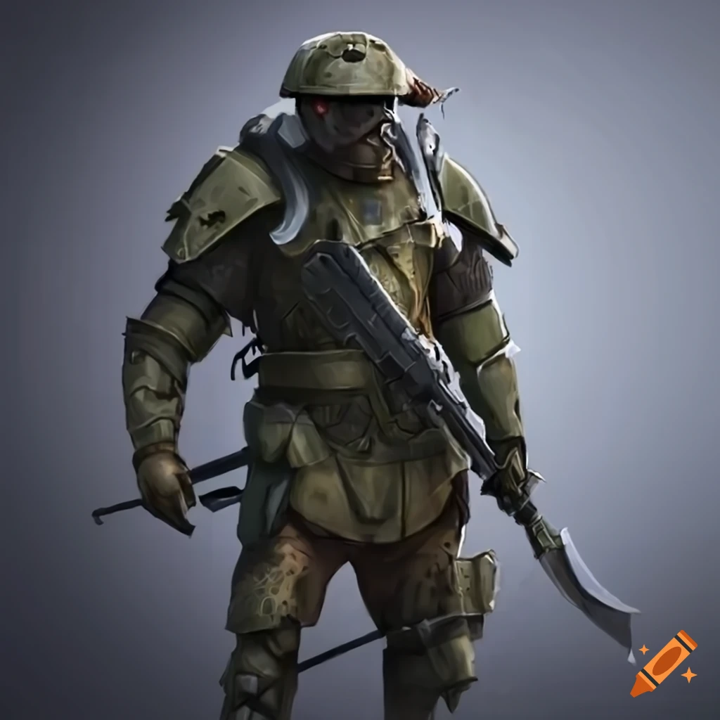 Armored soldier wielding a glaive on Craiyon