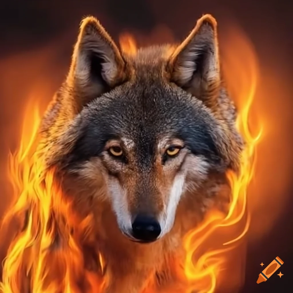 Lobo de fuego frontal on Craiyon