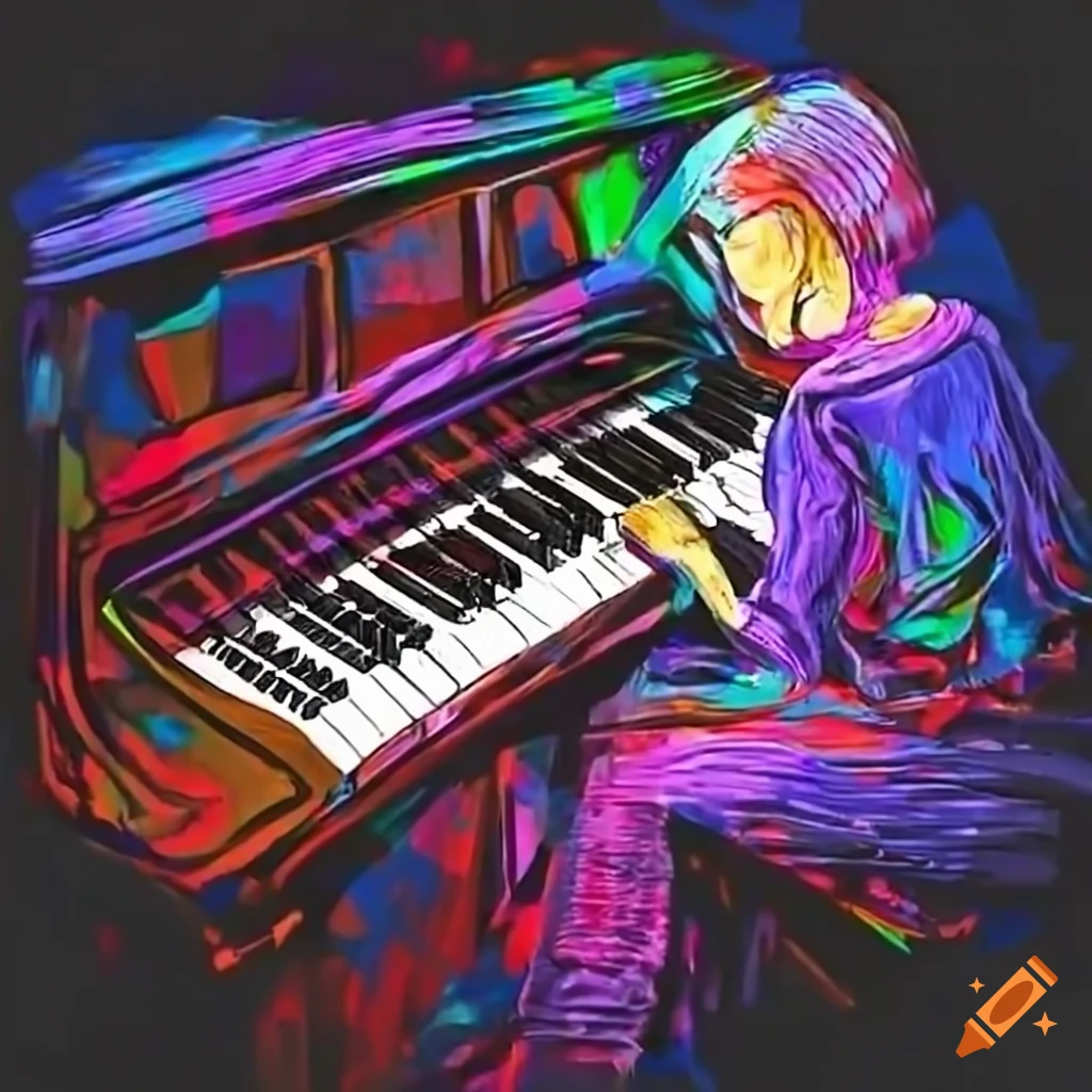 A modern image of a piano teaching young adults how to play piano