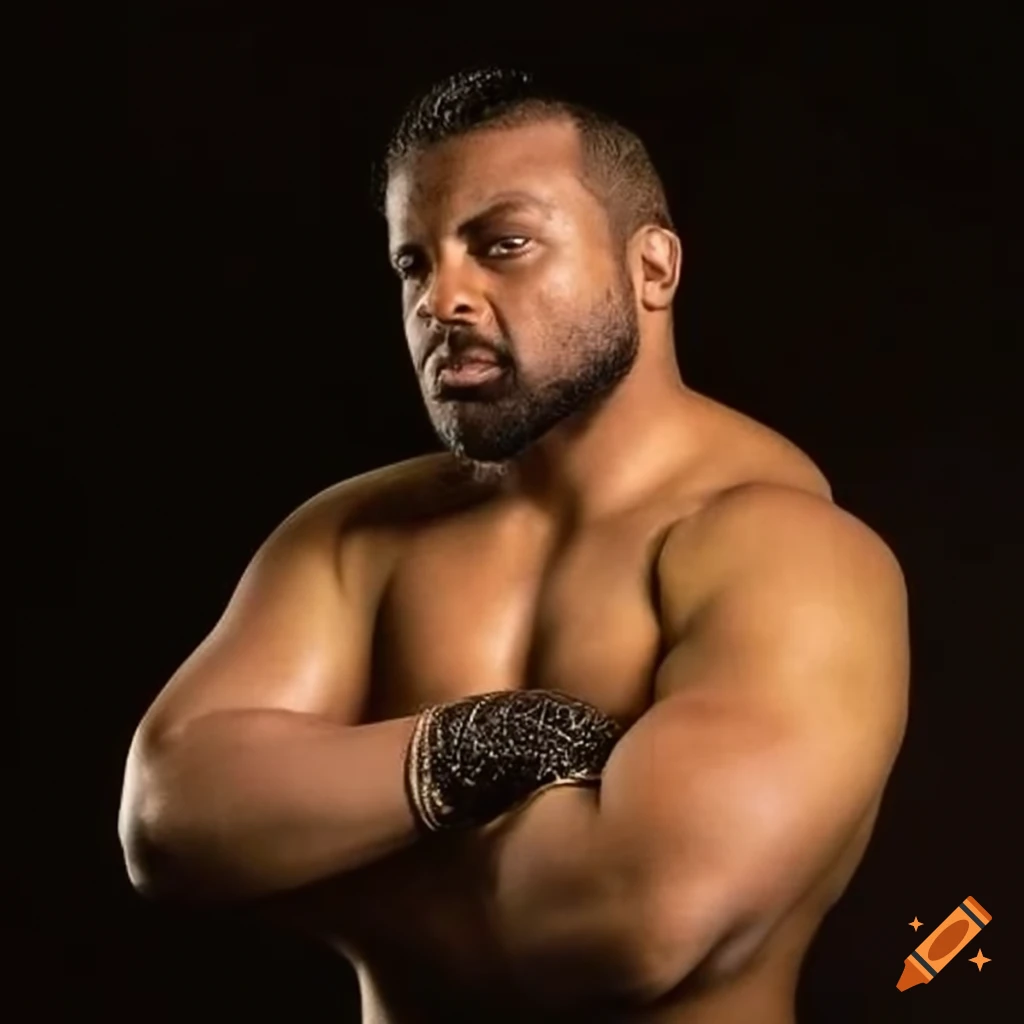 Wrestler dressed in brown and yellow