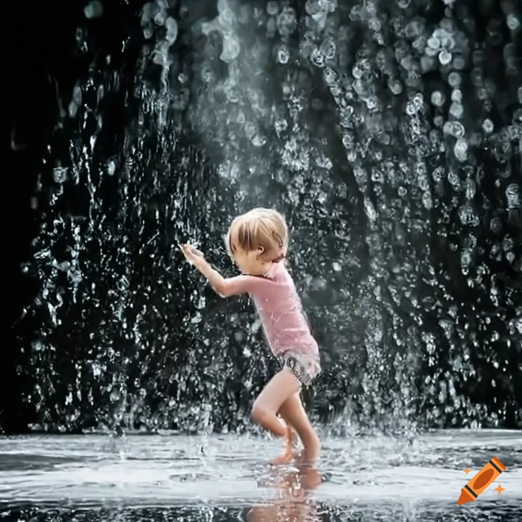 Kids playing with splashing water