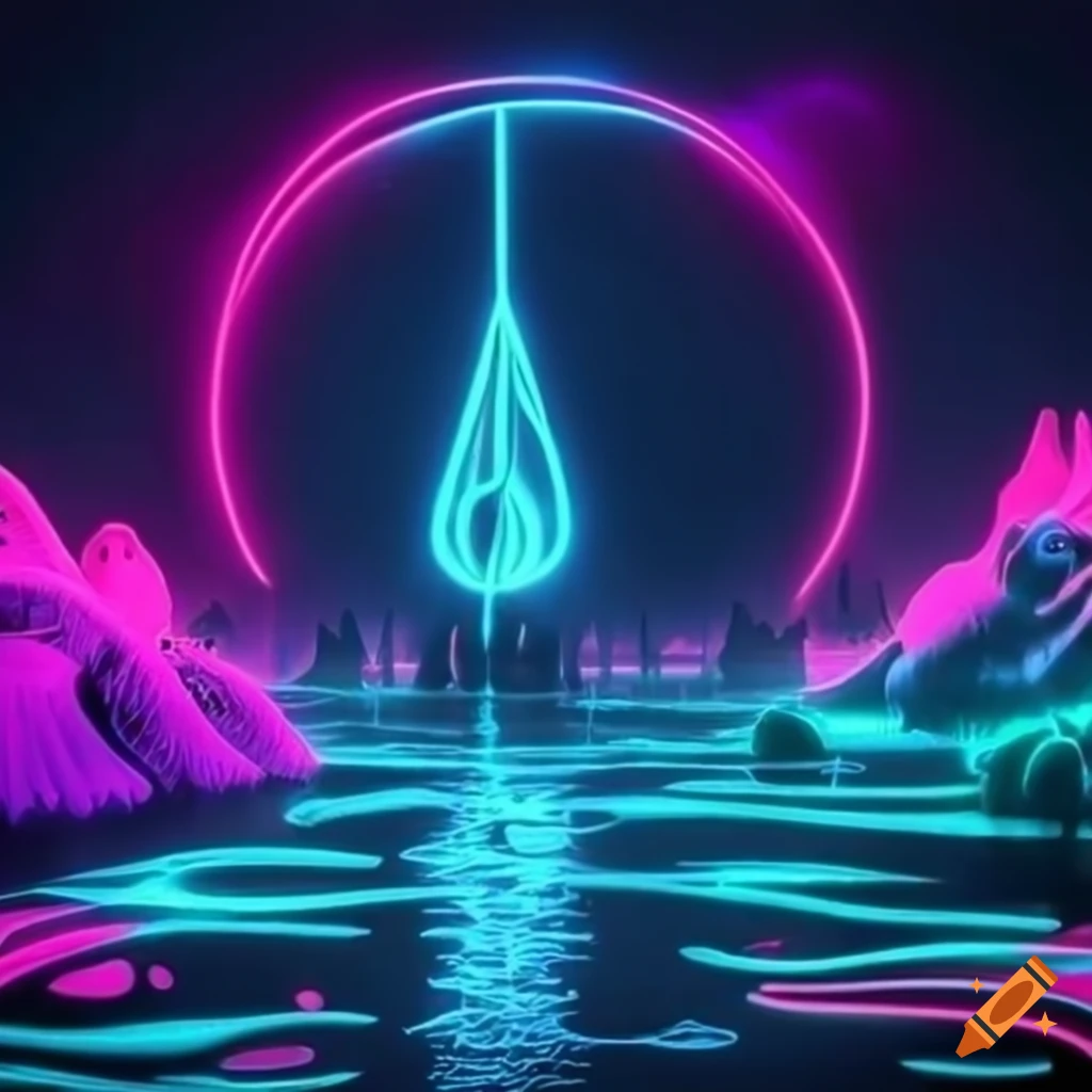 Magical neon fantasy land