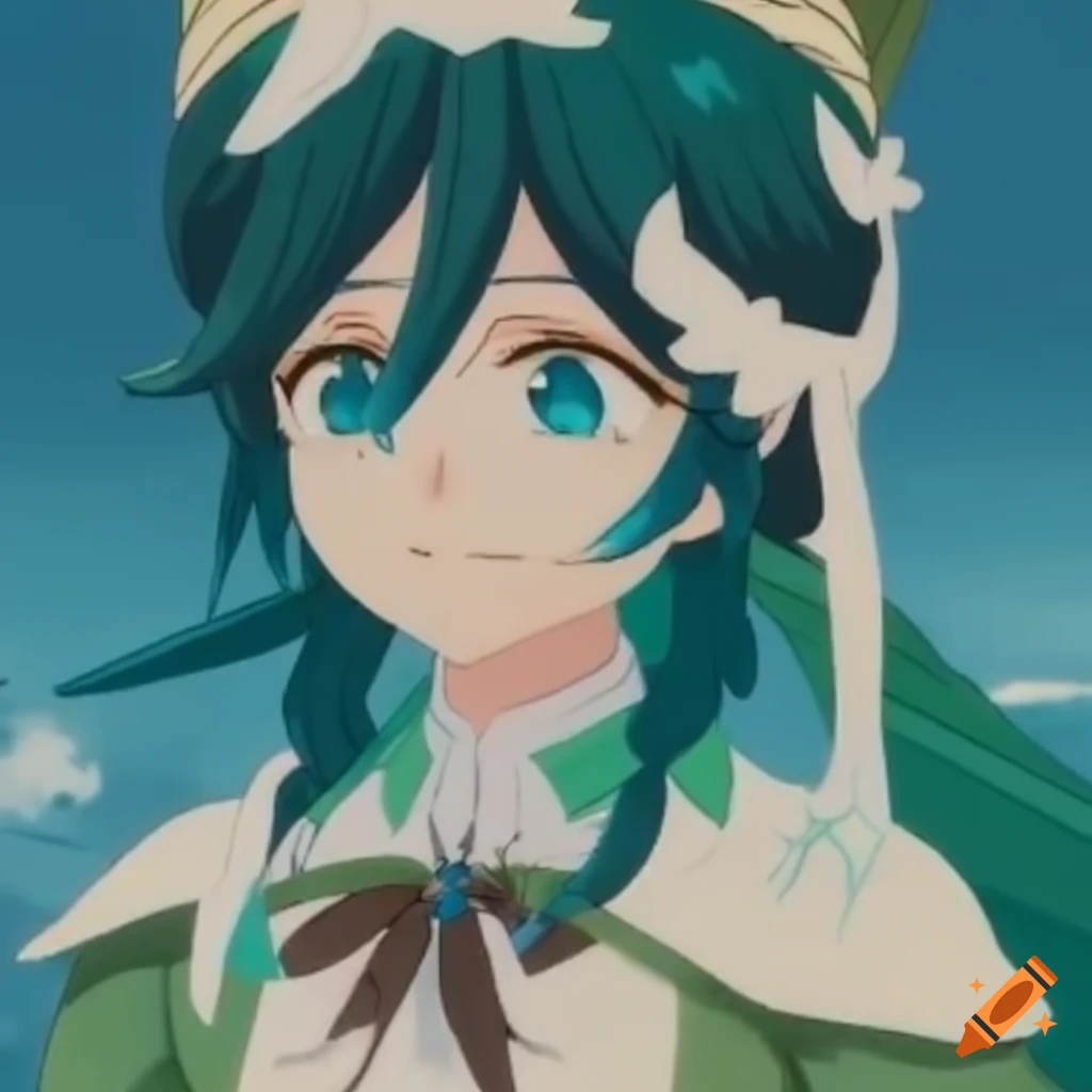 Venti in a Sailor Moon Outfit with a smug expression on Craiyon