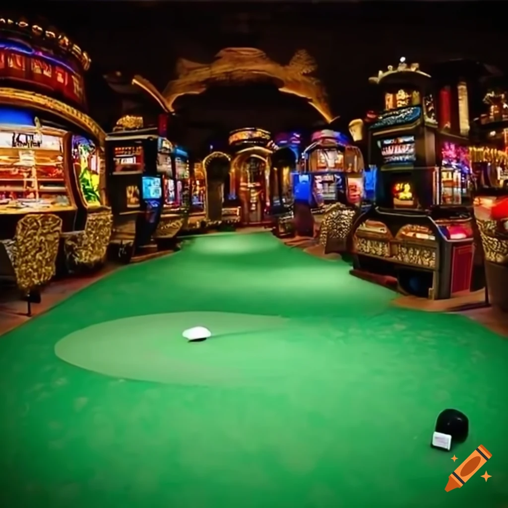 A complex miniature golf course inspired by Las Vegas casino on Craiyon