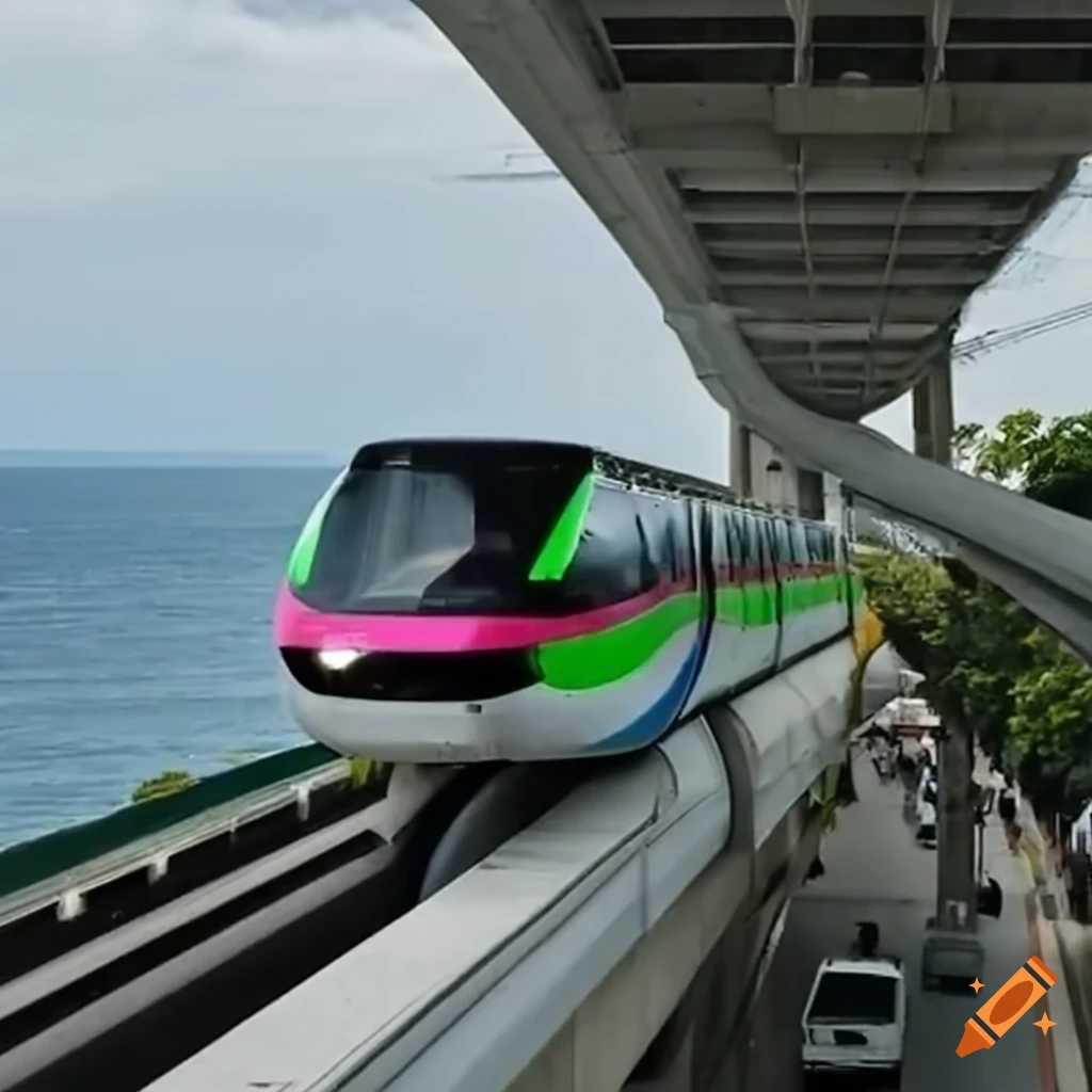 Monorail train rides around the island of Bali above traffic jams on ...
