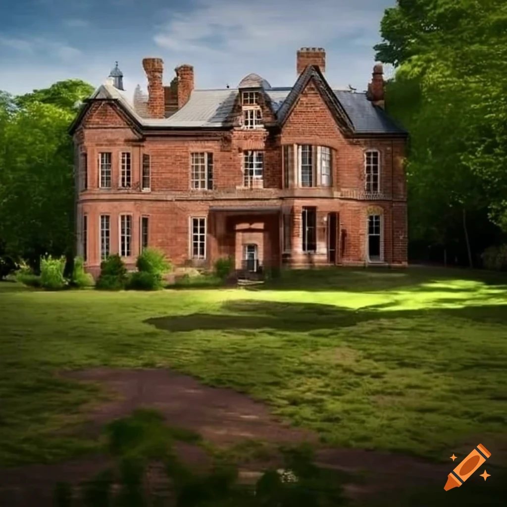 Victorian inspired with modern tones brick manor house surrounded by ...
