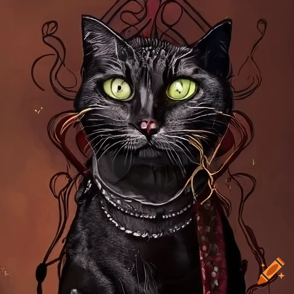 Black cat art nouveau