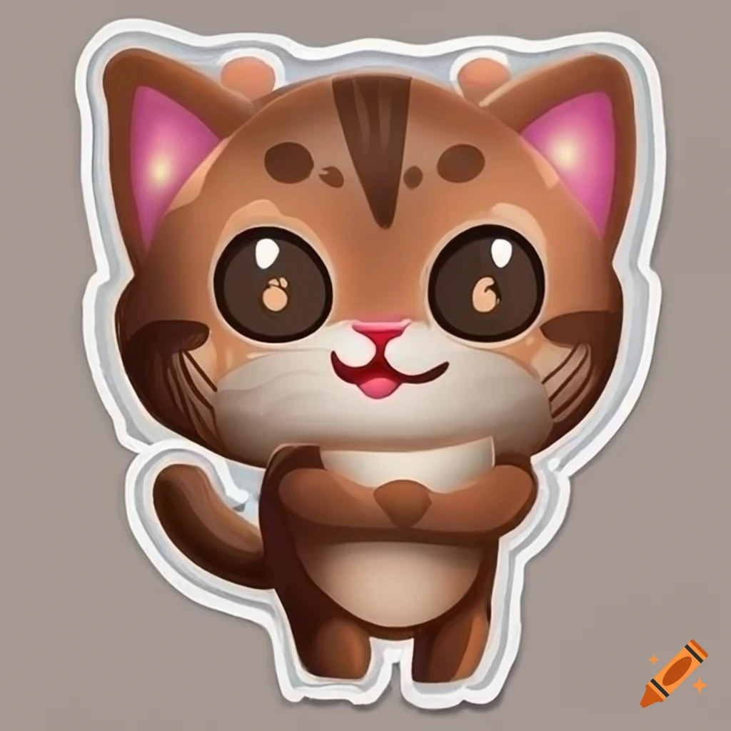 Sticker cat smile brown transparent