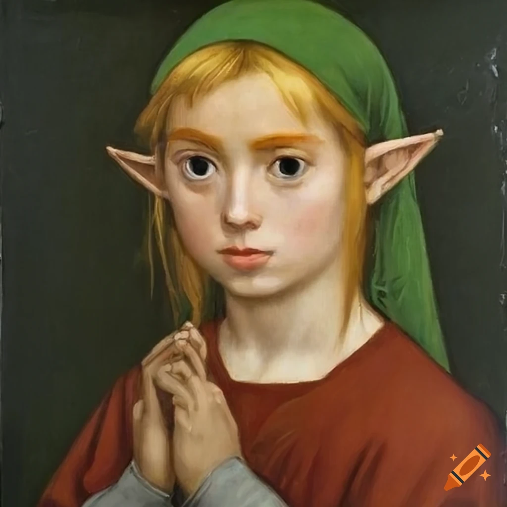 Link from the Legend of Zelda, aged 12, oil on panel by Robert Campin ...