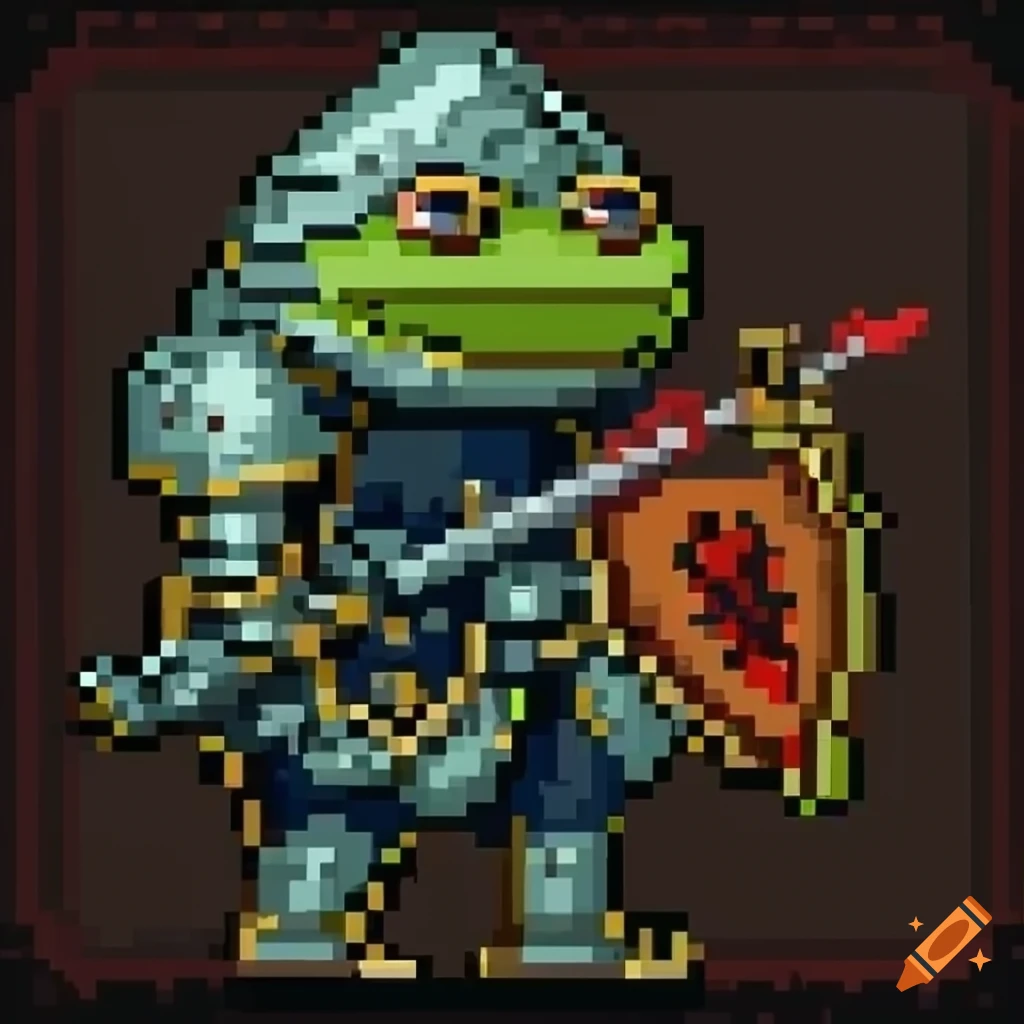 Frog knight pixelart renaissance style