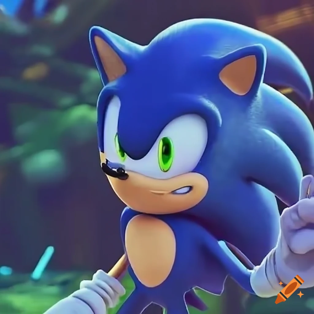 Sonic the hedgehog running at top speed on Craiyon