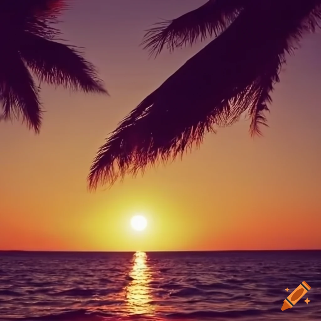 Retro vintage style of beach sunset with beautiful imagery