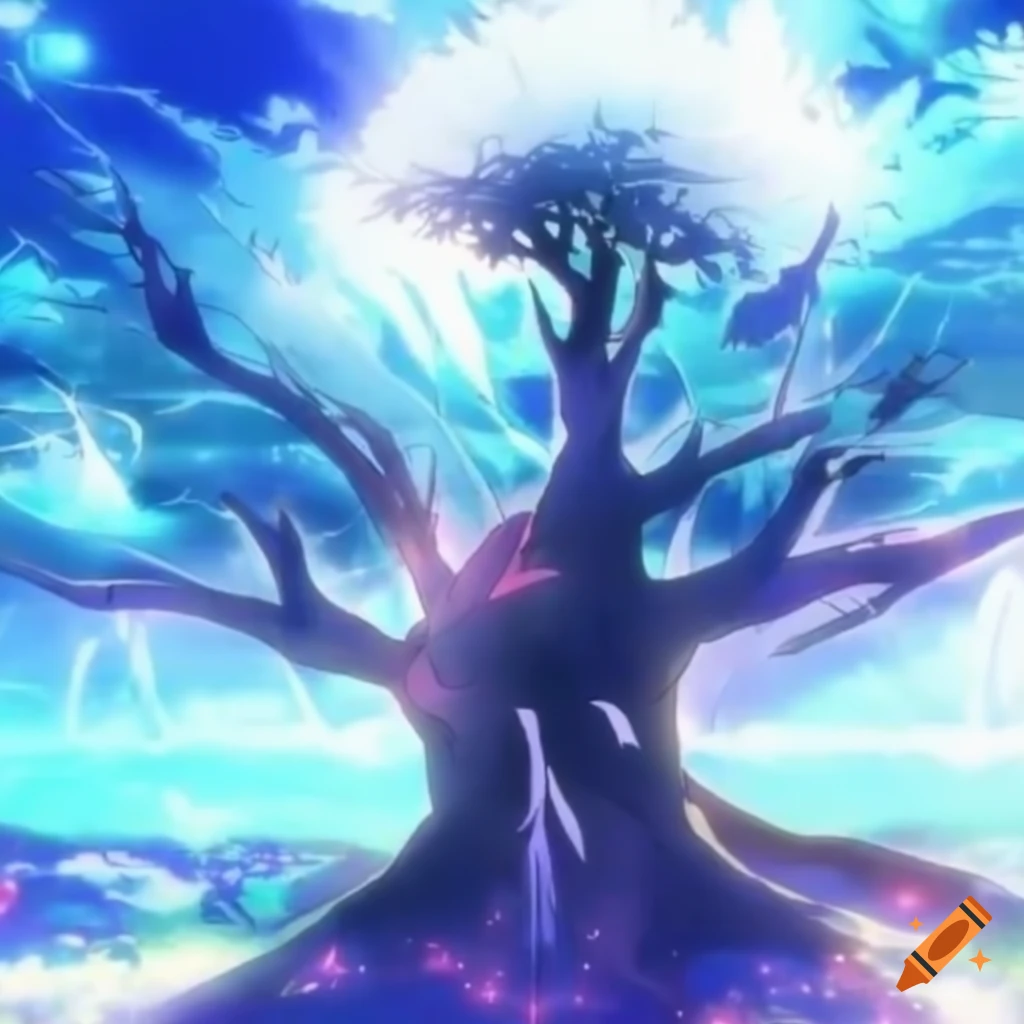 Arbre magique dans sword art online dans une prairie on Craiyon