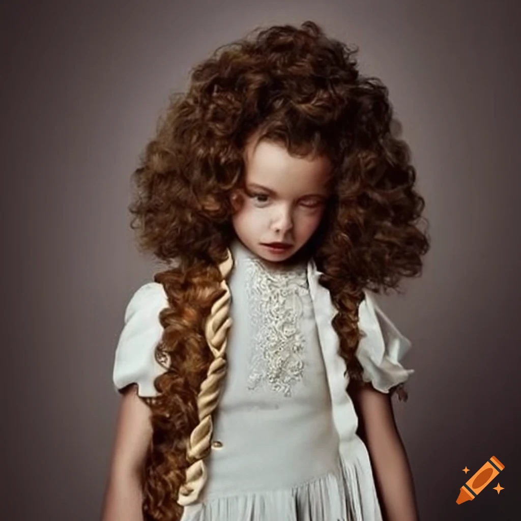 Child mozart with long curly hair