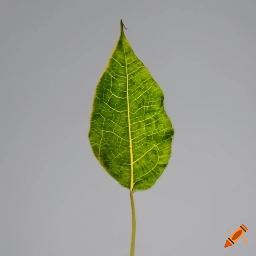 A single shisham leaf on a white surface on Craiyon