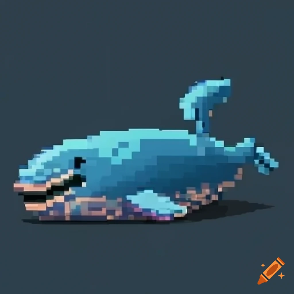 Pixel humanoid whale on Craiyon