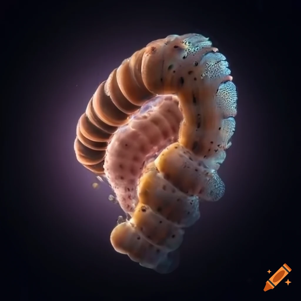 Syllid worm, microscope, transparency, details