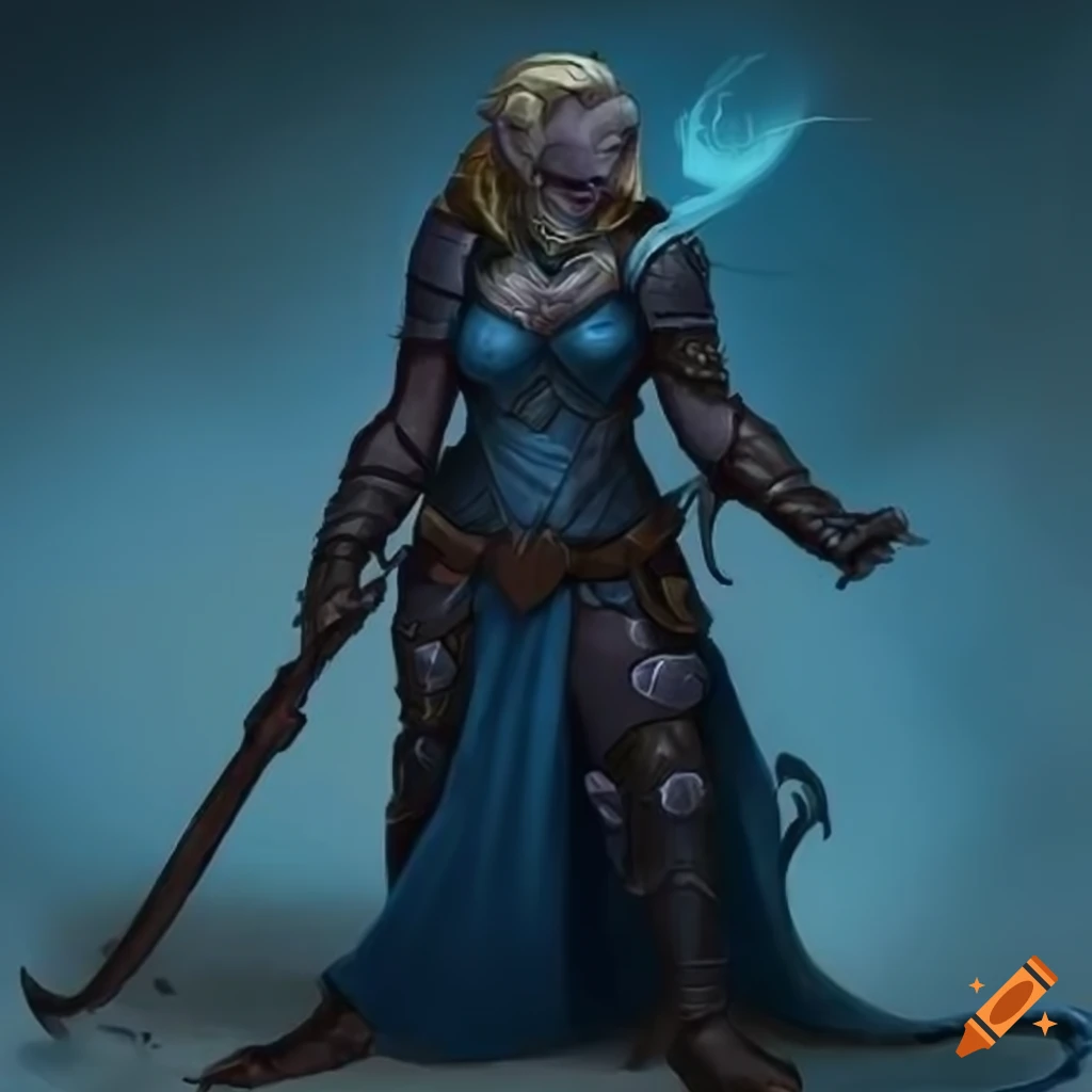 Dnd Blue Female Dragonborn Warrior