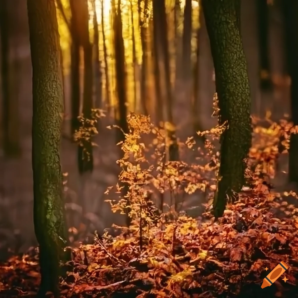 Shrubbery forest woods at sunset