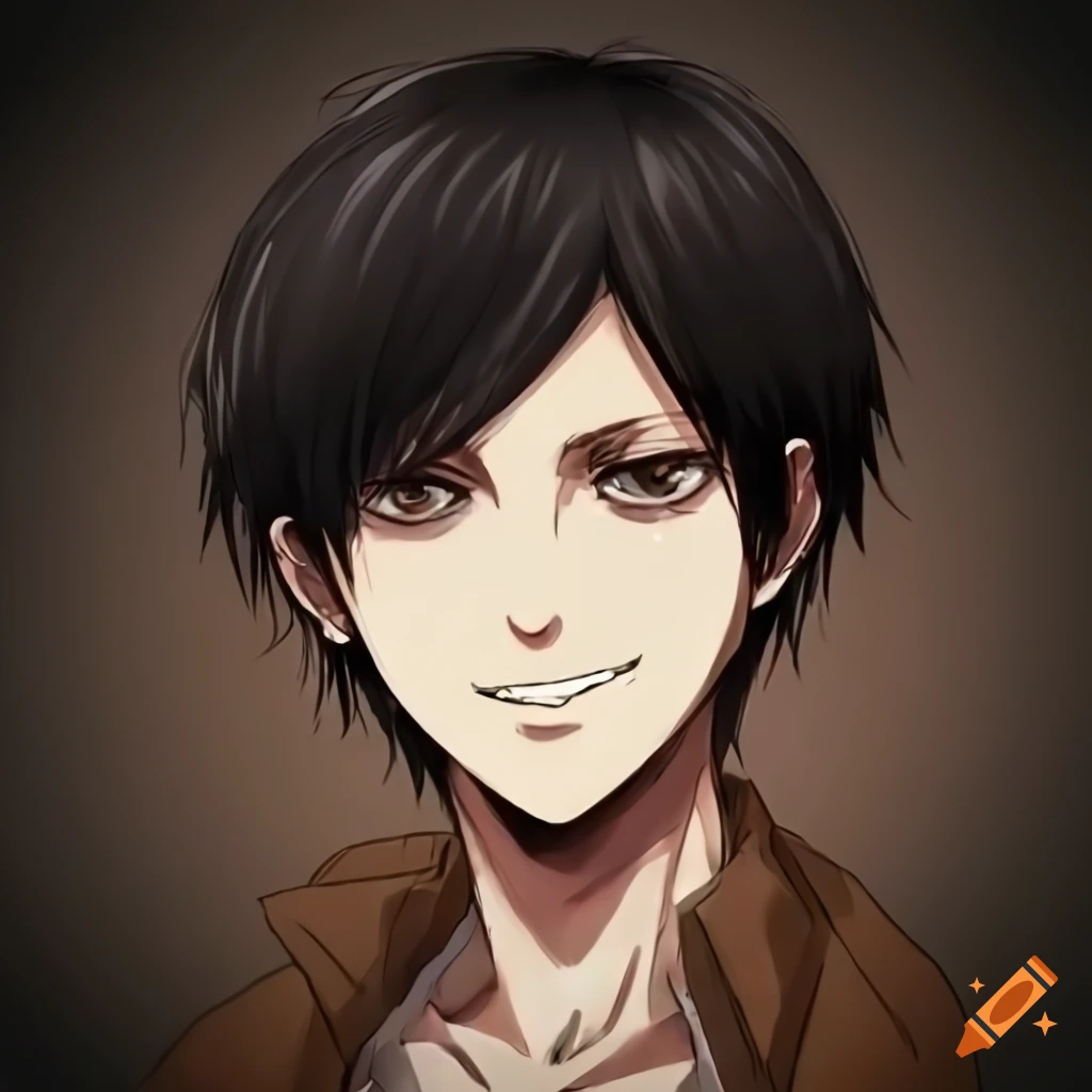 Anime boy, emo, short black hair, dark brown eyes, Attack On Titan ...