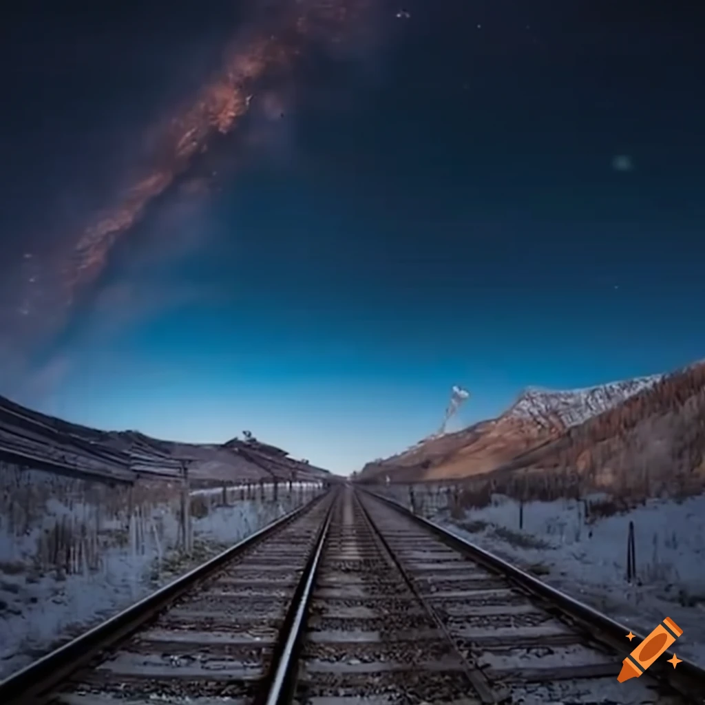 A freight train traveling in space