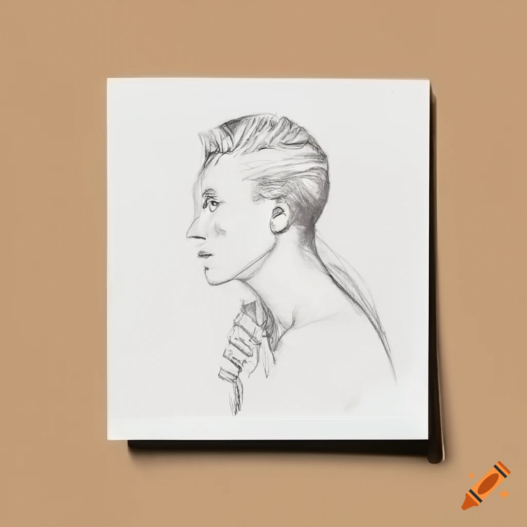 Human side profile, sketch, hand drawn, pencil strokes, hand drawn on ...