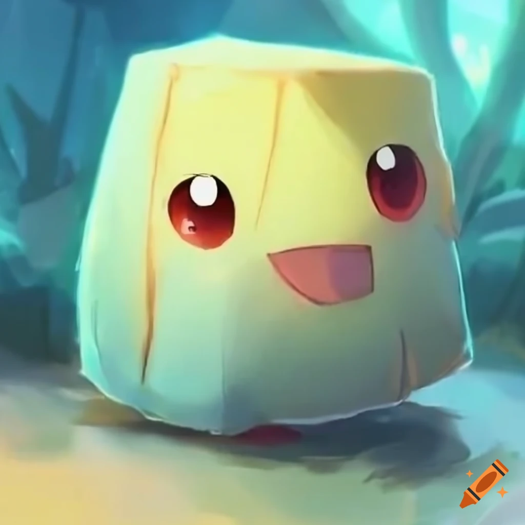Derpy looking tofu cube starter pokemon, anime, pokemon